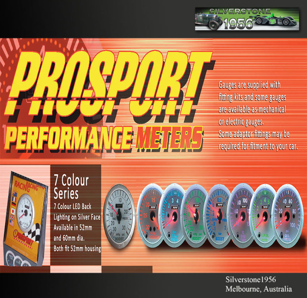Prosport 2 3/8" 60mm Oil Pressure Gauge Meter 7 Colour 60/52mm Match ...