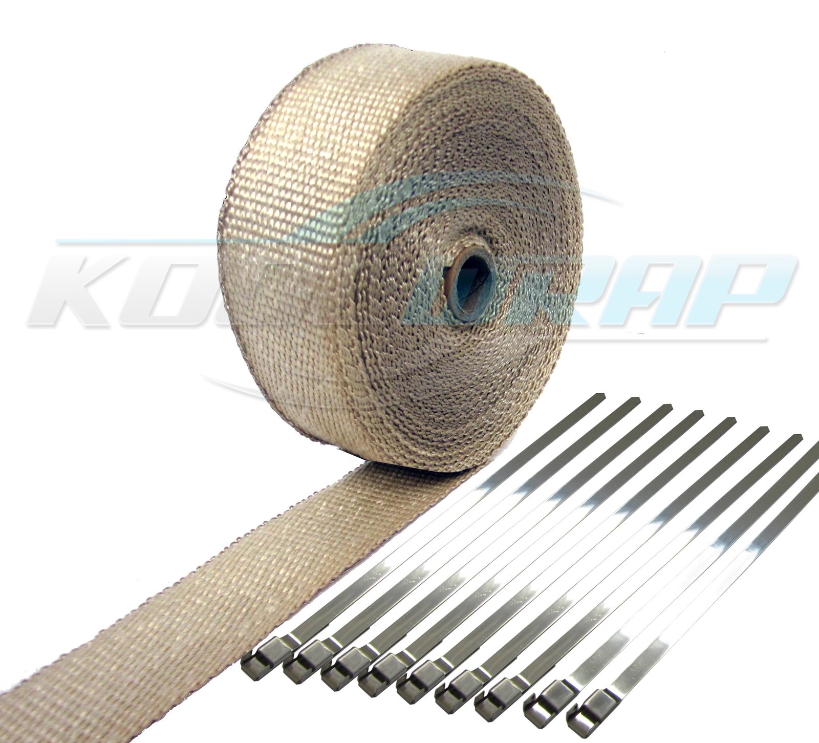 EXHAUST HEADER WRAP TAPE F Heat Protection 2000 Tan 15m x 50mm + 10 ...