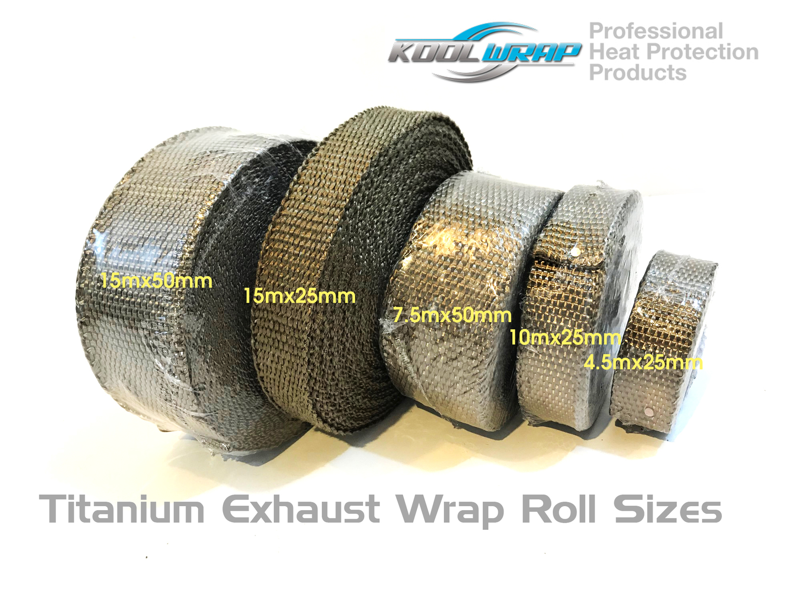 EXHAUST TITANIUM HEADER WRAP TAPE Heat Protection 2000F 7.5m X 50mm +S ...