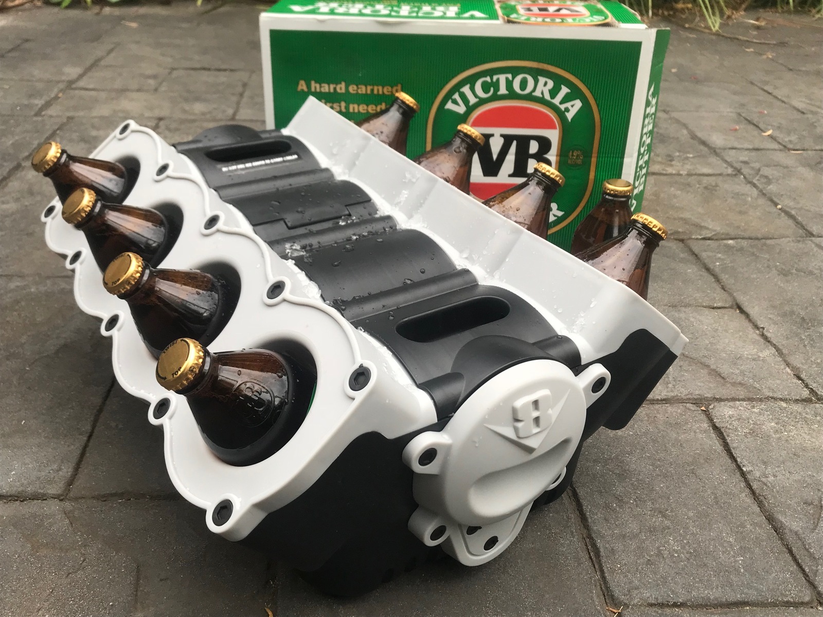 Beer Bottle V8 Engine Stubby Cooler Esky Ice Box Chest - Silverstone