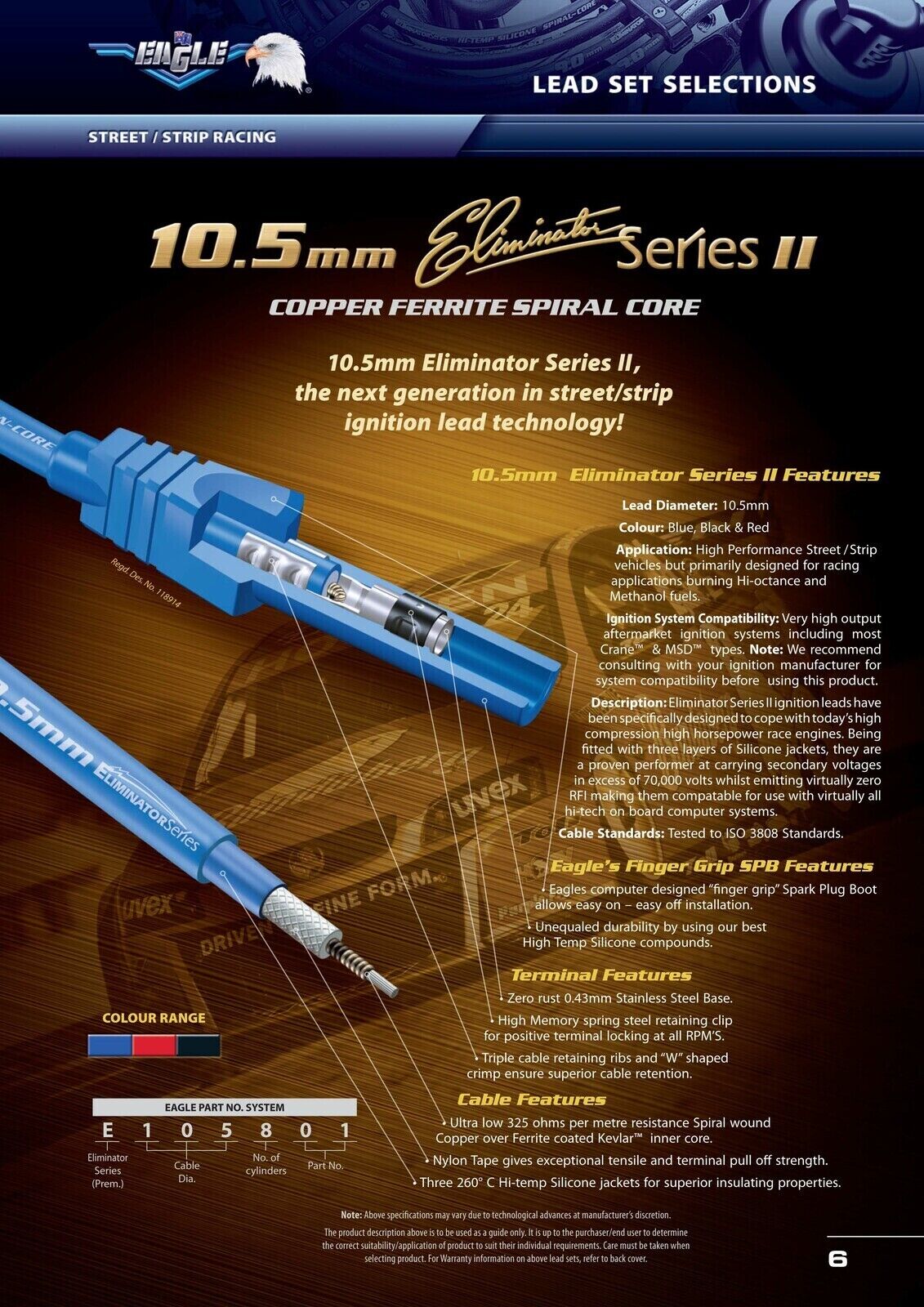 EAGLE Red 10.5mm Ignition Spark Plug Leads fits SB Chev 327 350 HEI ...