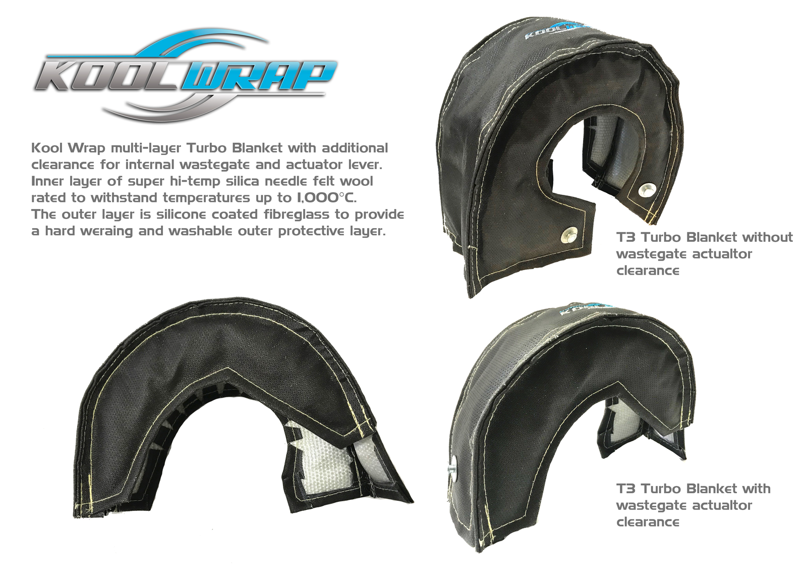 TURBO BLANKET T3 Black Silicone Fits Turbo Turbocharger with Internal ...